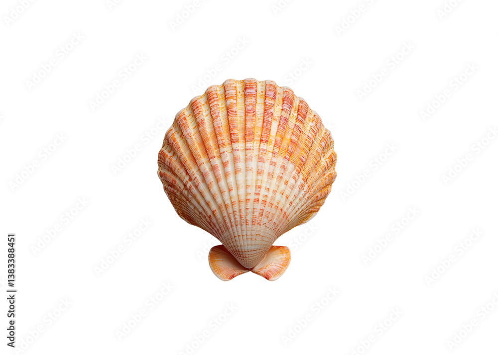 Orange scallop shell isolated on transparent background. Seashell with ...