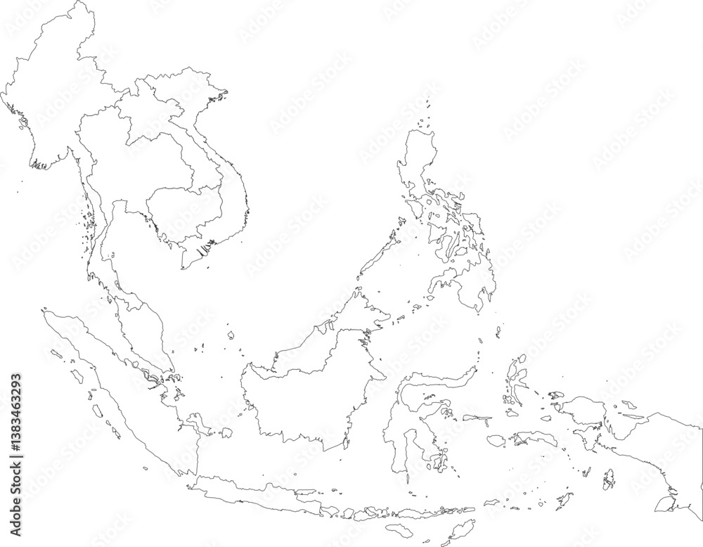 Vector de Stock Southeast asia vector map with country boundaries ...