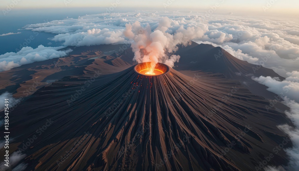 Bird s Eye Perspective Forced Perspective Volcano with panoramic view ...