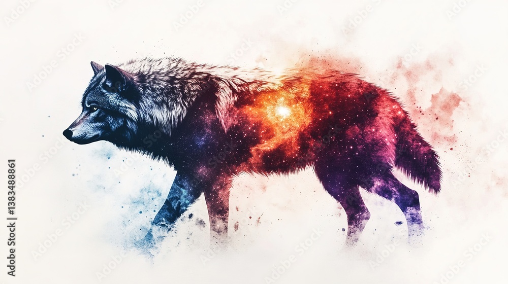 Dynamic wolf tattoo design urban art exhibition digital artwork modern ...