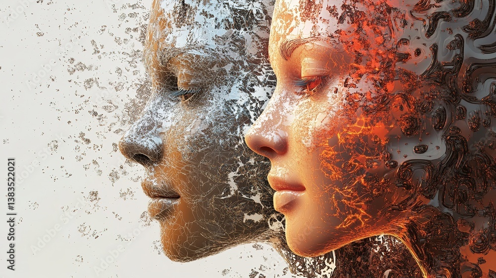 Digital art creation merging human features with generative ai and ...