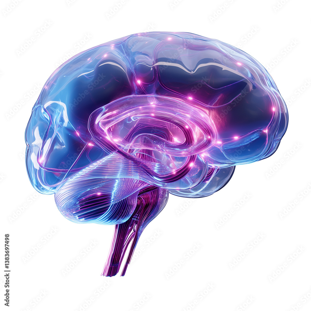 Artificial Intelligence Brain Neural Network Digital Science Concept png isolate on white ...