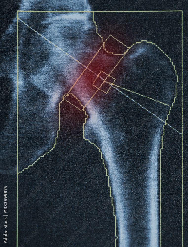 Bone density diagnostics of the femur of an elderly woman with severe ...