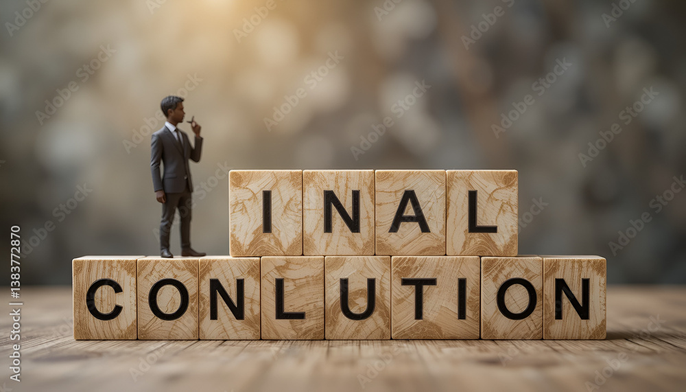 Conclusion summary concept, person reflecting on final thoughts ...