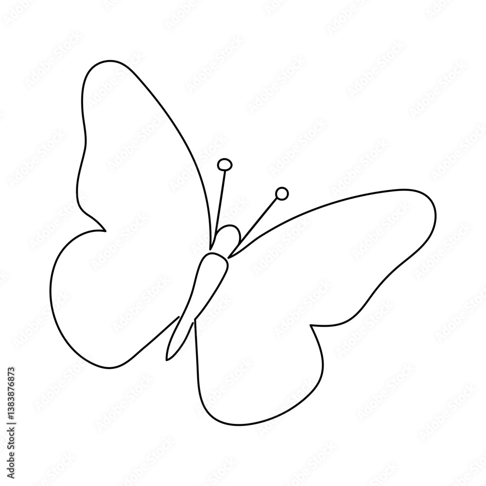 Simple butterfly outline illustration, ideal for coloring pages ...