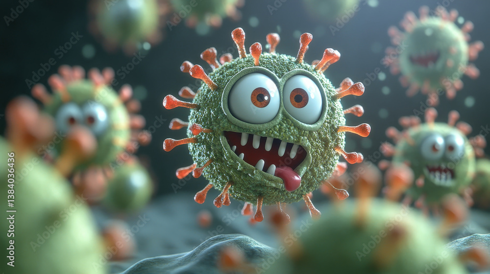 Bacteria, microbes, cute germs and viruses isolated cartoon vector ...