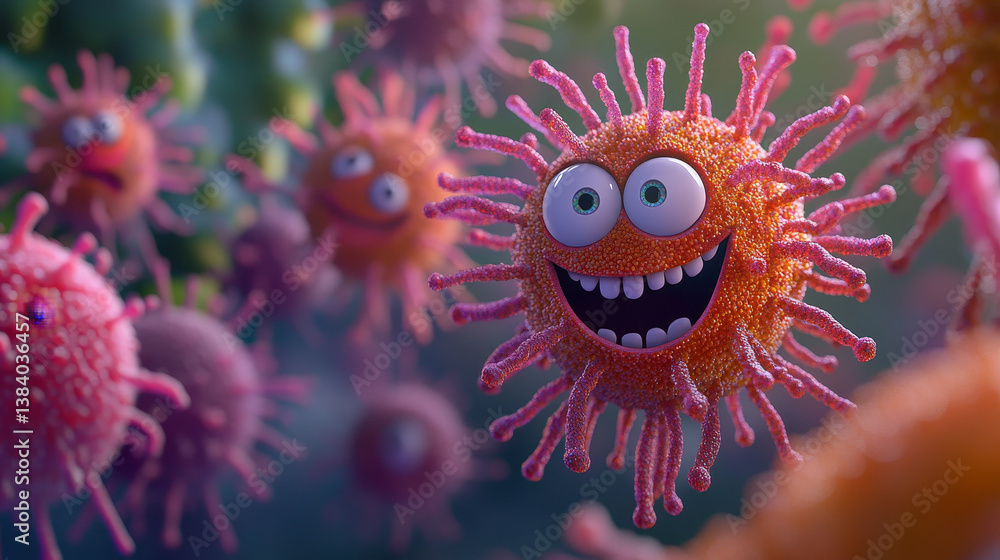 Stock-Illustration „Bacteria, microbes, cute germs and viruses isolated ...
