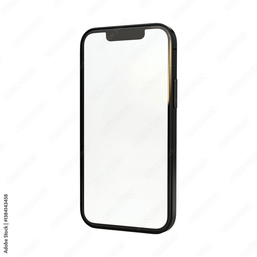 Black Smartphone Mockup with Blank White Screen on Transparent ...