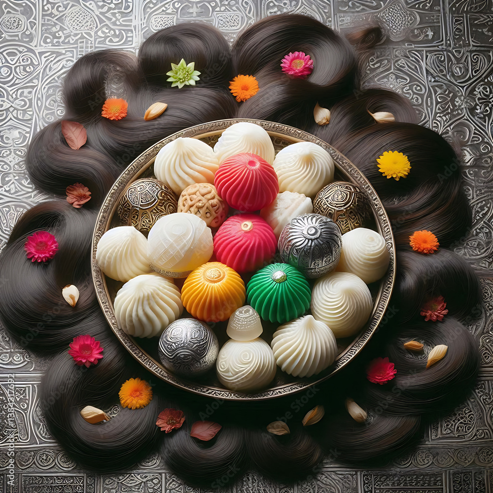 Assorted semolina maamoul or mamoul cookies with dates , walnuts and ...