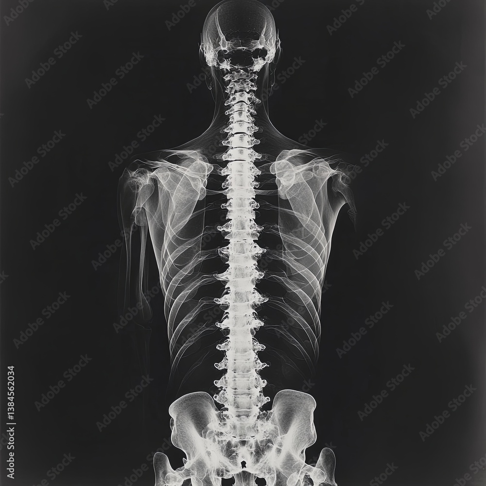 X-ray image of Whole human Spine front view showing scoliosis of ...