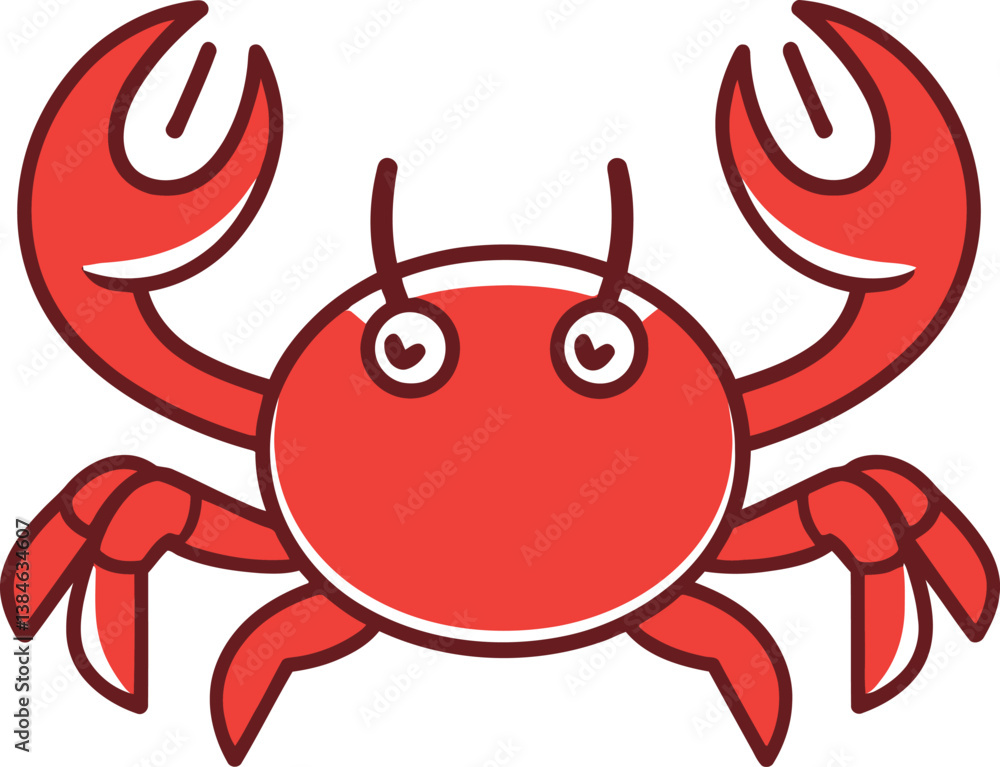 Cartoon red crab vector illustration design for kids and seafood ...