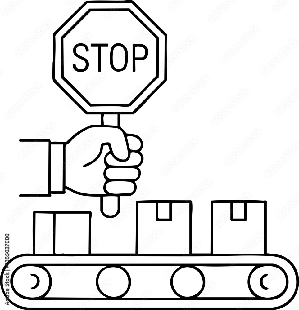 Import Tariffs policy impact concept. Hand holding a stop sign above a ...
