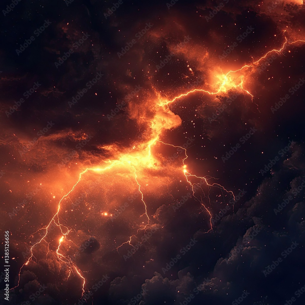 A rare phenomenon of volcanic lightning, where bolts of lightning ...