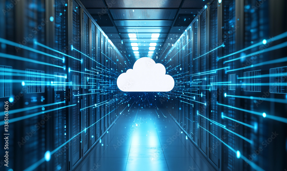 Cloud computing infrastructure development data center digital technology high-tech environment ...