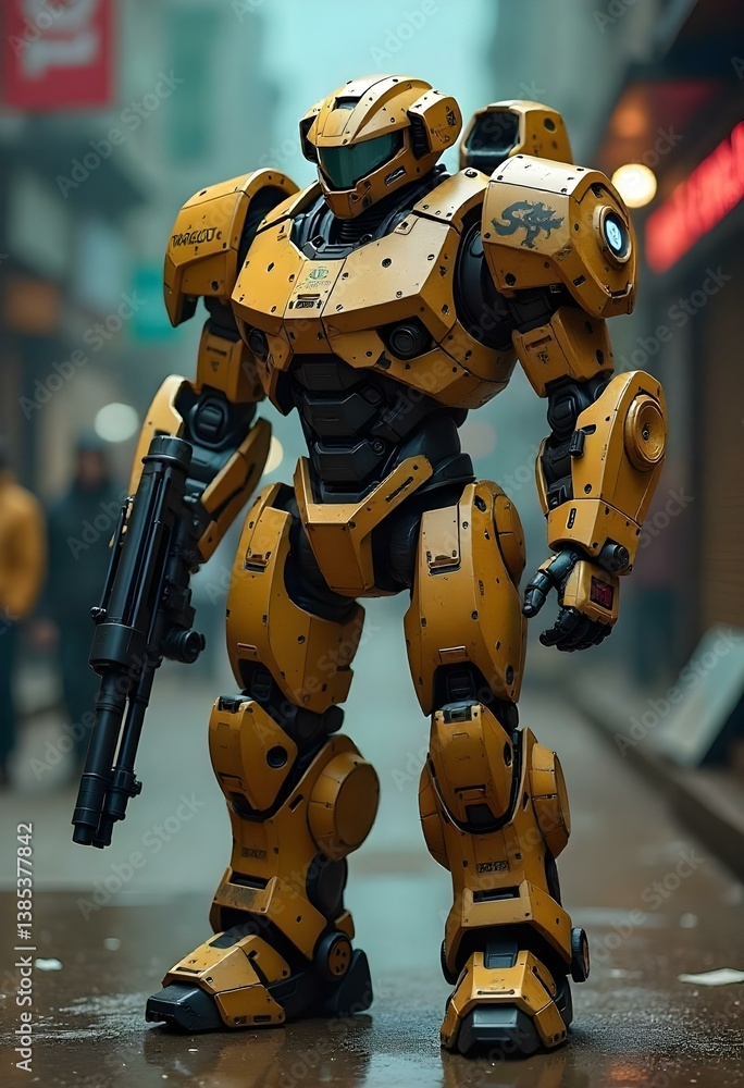 full body mech machine titan mode, with intricate and accentuated ...