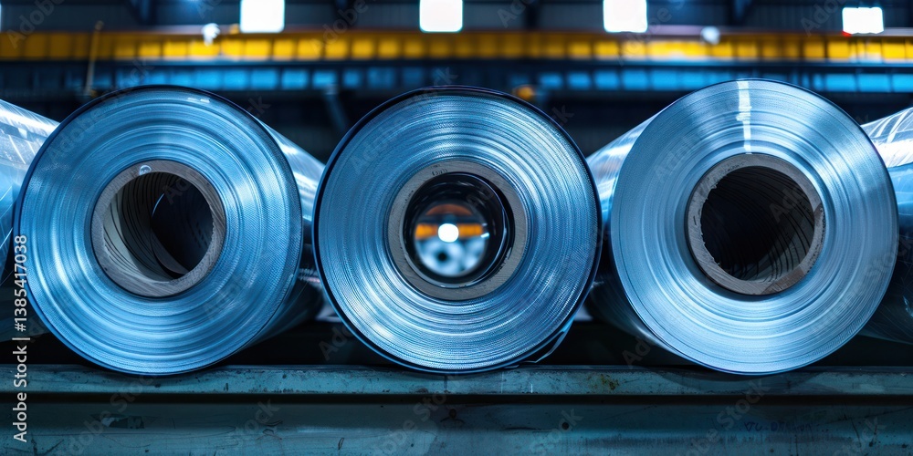 Foto de Stock Industrial close up rolls placed in a warehouse paper ...
