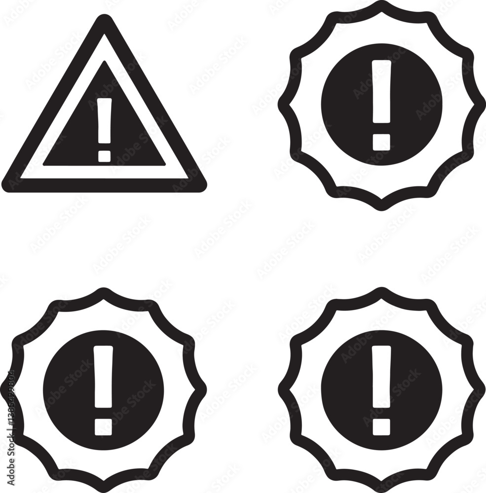 Vector de Stock Hazard symbol in black and white color with exclamation ...