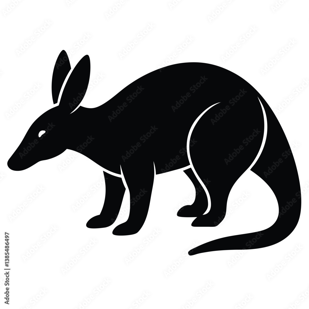 Vetor Aardvark silhouette vector illustration Aardvark plans black ...
