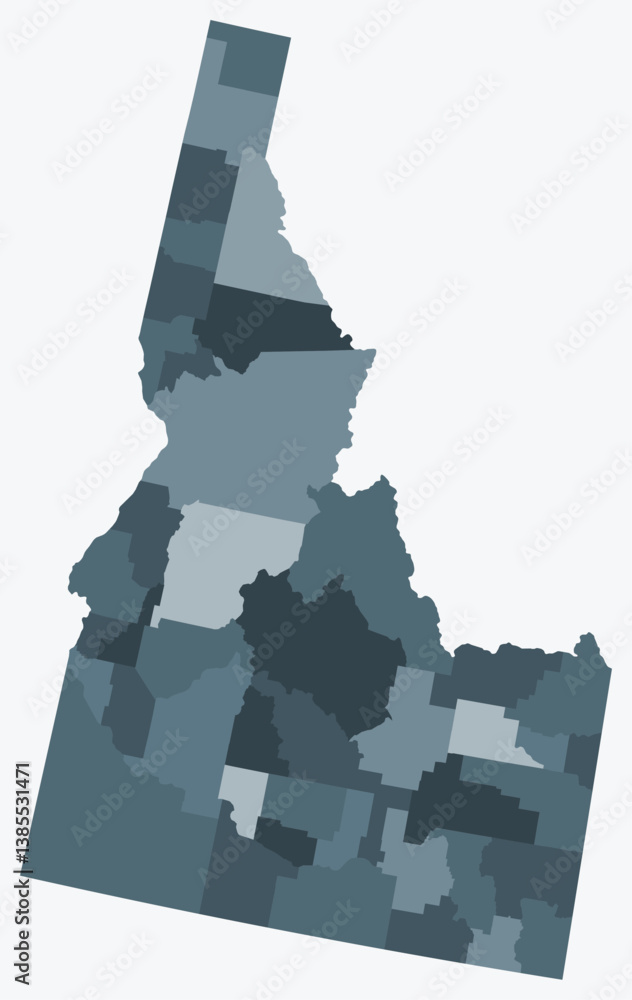 Map of Idaho with counties. Just a simple state border map with county ...