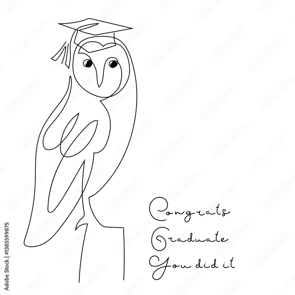 Congratulation for school graduates. Senior with owl with graduate cap ...