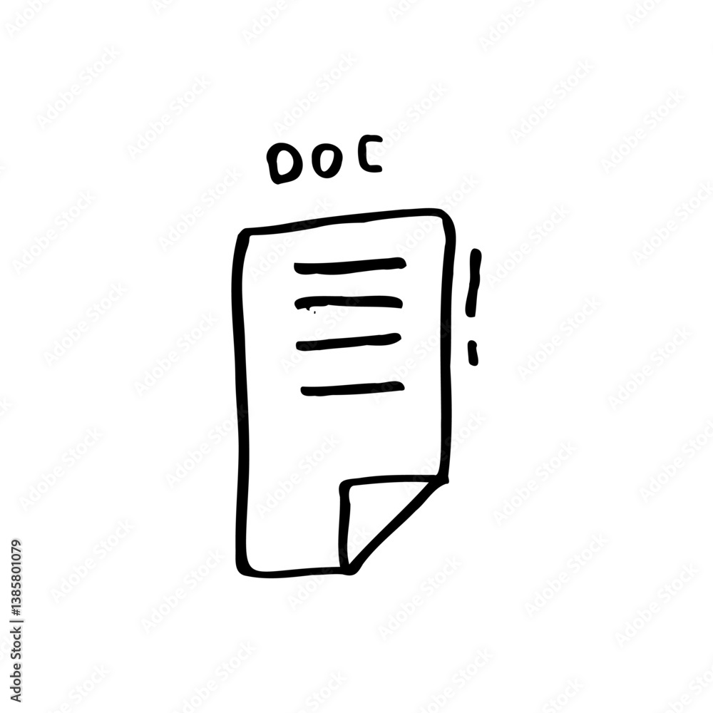 cute hand drawn illustration of document letter Stock Vector | Adobe Stock