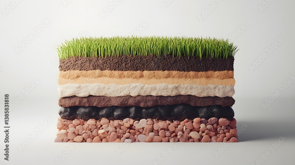 Geological Cross Section Illustrating Soil Layers in 3D Perspective ...