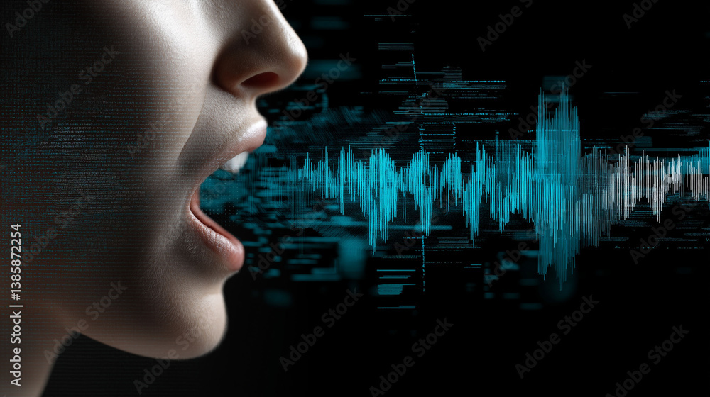 Voice biometrics authentication AI. Security privacy. Identity data ...
