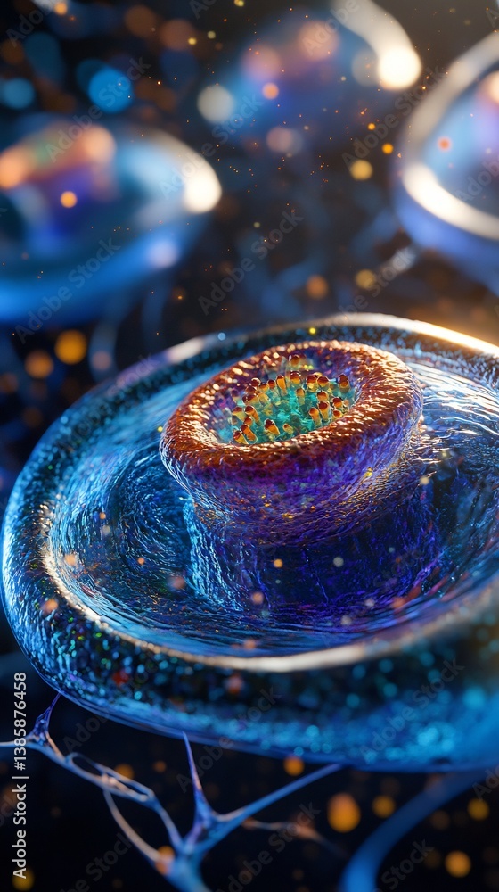 Hyper realistic representation of eukaryotic prokaryotic cell side side ...