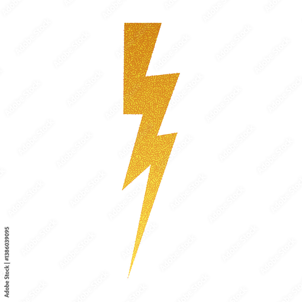 Lightning comic bolt with yellow grunge effect. Electric halftone ...