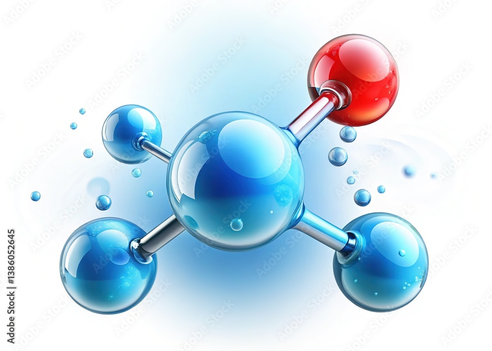 Cartoon Water Molecule Structure Diagram Stock Illustration | Adobe Stock
