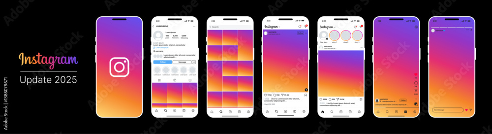 Instagram post story reels mockup template with updated 2025 grid size ...
