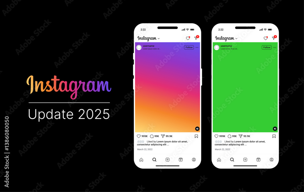 Instagram Post mockup template with updated 2025 grid size. New ...
