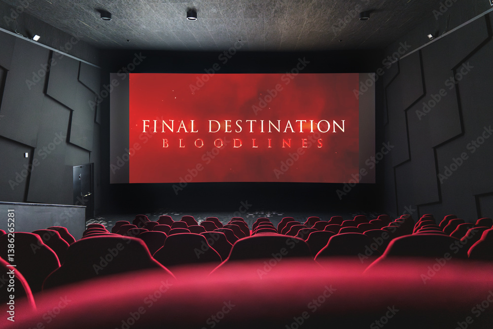 Cinema screen displaying the title Final Destination: Bloodlines in a ...