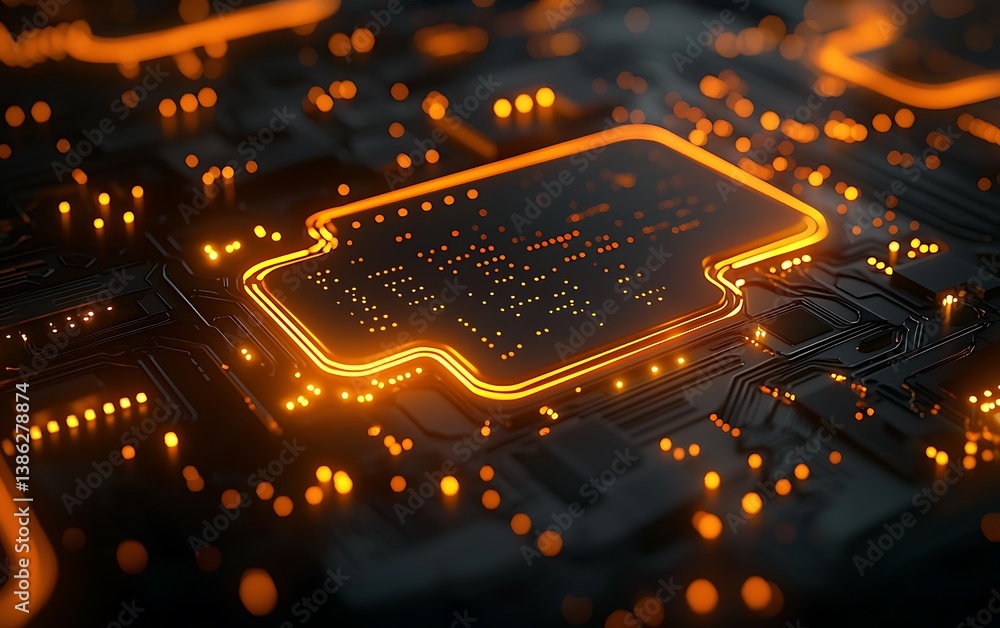 Intersecting vector lines forming abstract circuits, futuristic tech ...