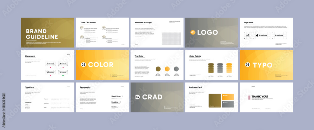 Modern Brand Guideline Template – Identity Style Guide Layout Design, Professional Brand Kit ...