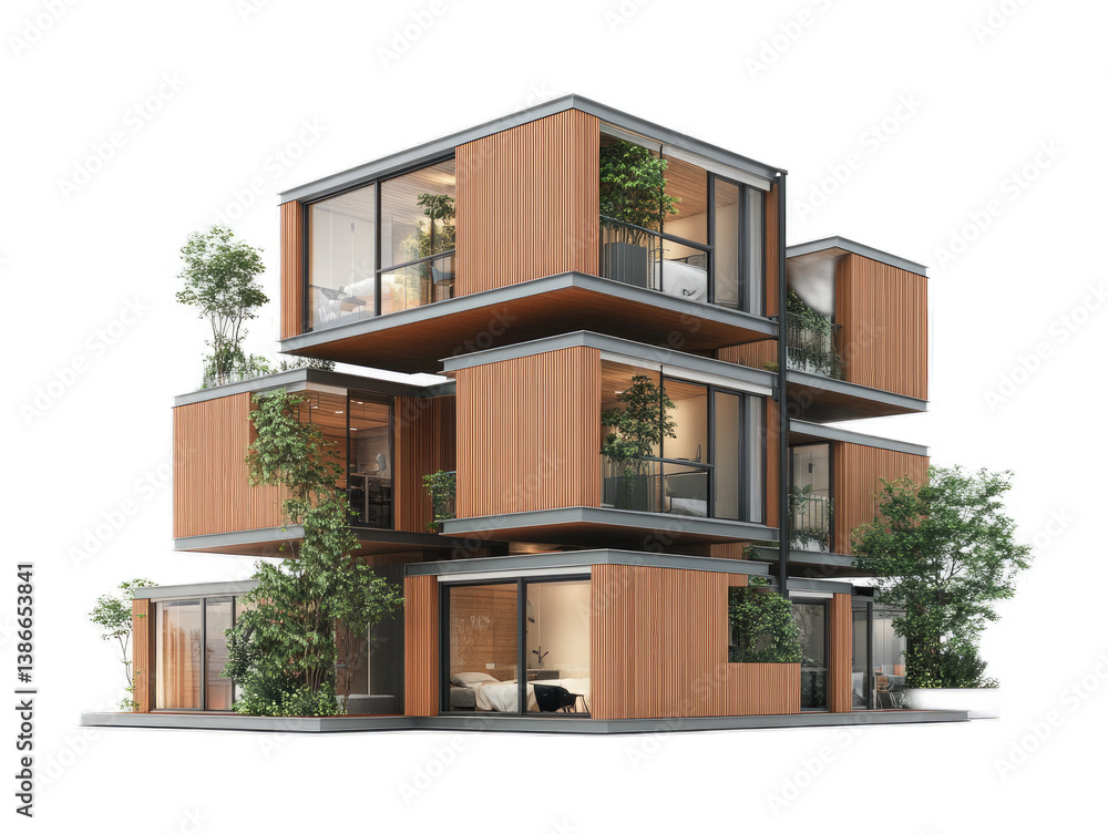 Urban micro-apartment building with efficient modular units and shared ...