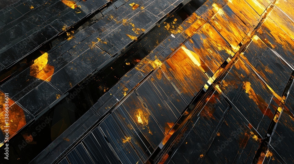 solar panel cells with crisp lighting, showing the fine detail of each ...