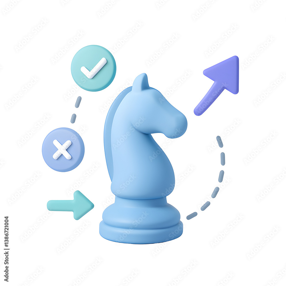 3D chess strategy PNG icon isolated on transparent background – blue ...