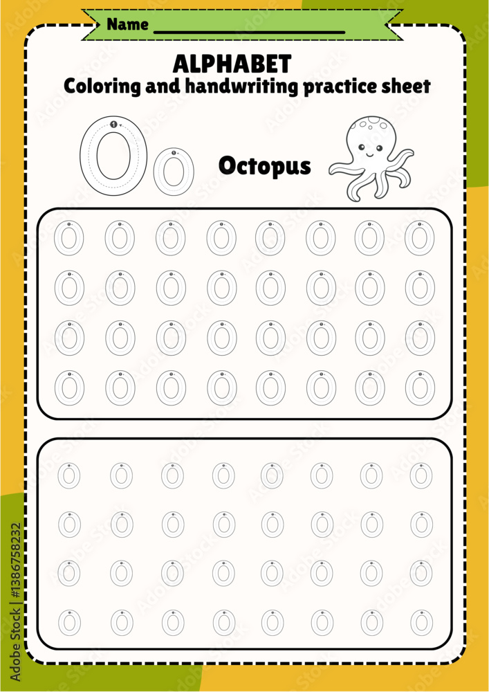 Letter O Tracing Worksheet: Alphabet Practice for Kids Stock Vector ...
