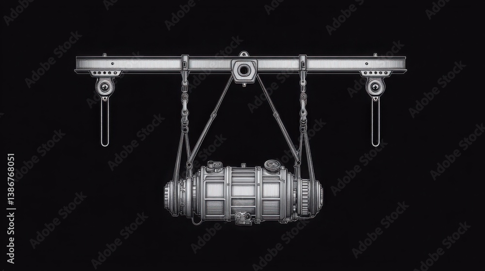 Detailed Illustration of Engine Hoist with Crane Style Design and ...