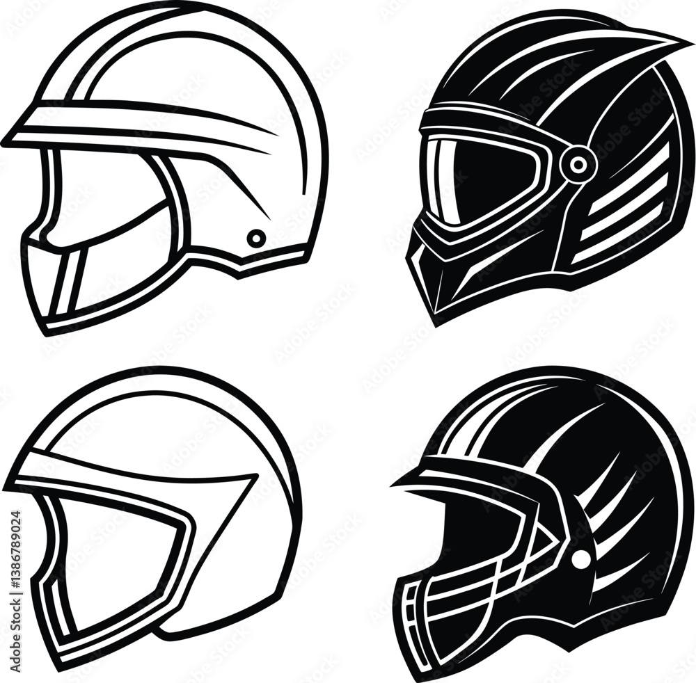 beautiful black helmet vector silhouette art this is an editable and ...