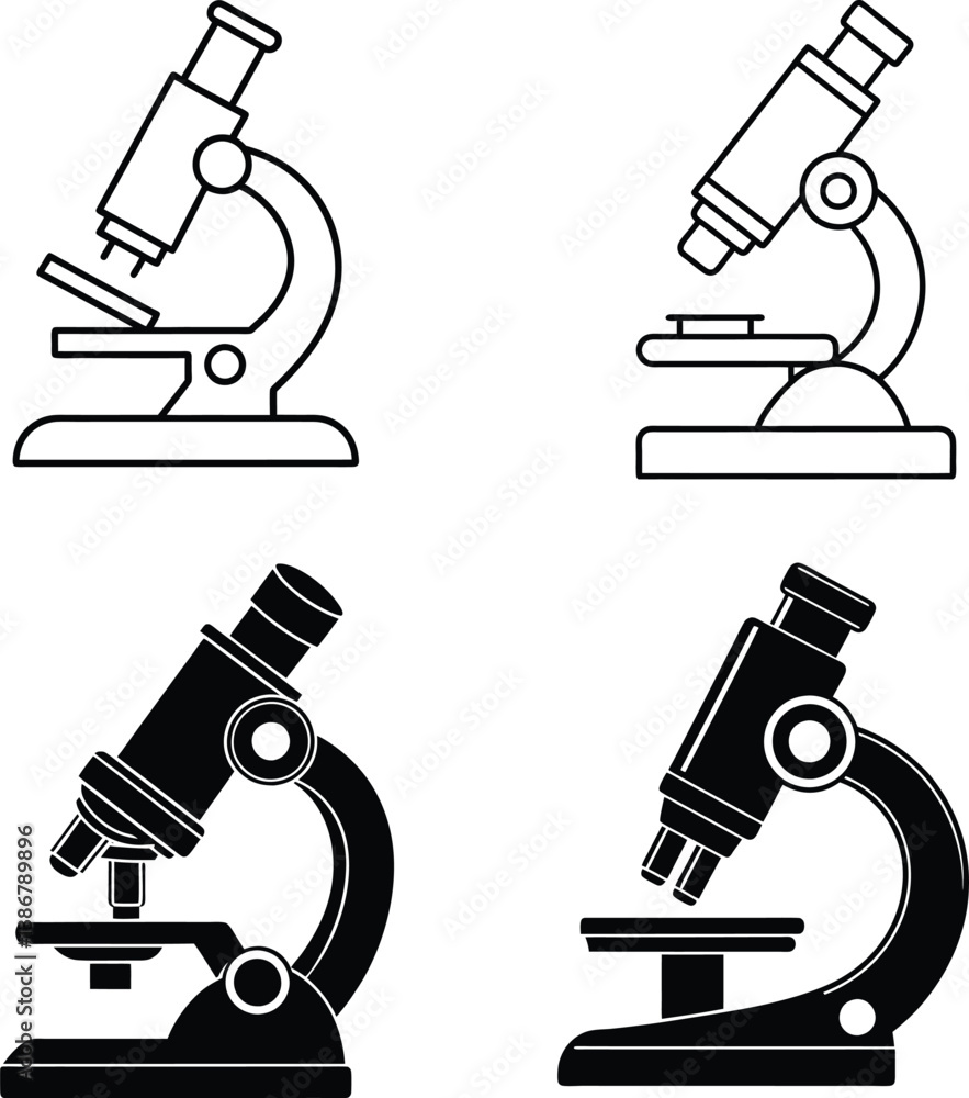 beautiful black microscope vector silhouette art this is an editable ...