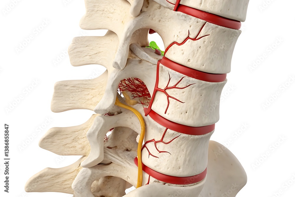 Anatomy spine vertebral column vertebrae spinal cord nerve root arteries health back medical ...