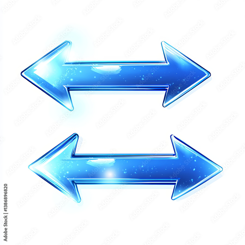 Realistic 3D set of blue arrow cursors isolated on transparent ...