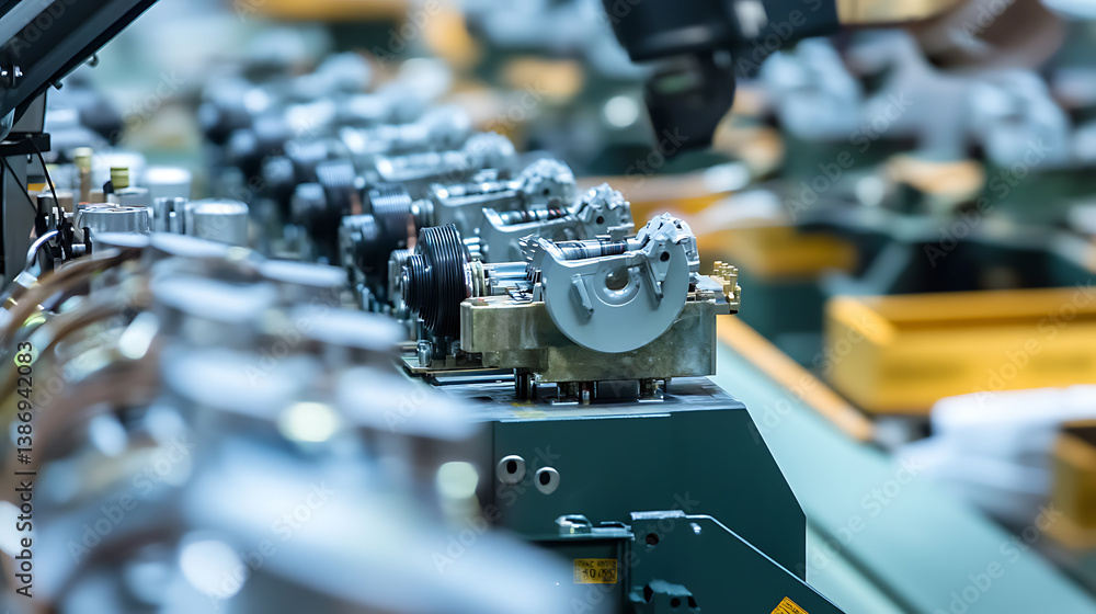Mechanical arm assembling power transformers in a high tech industrial ...