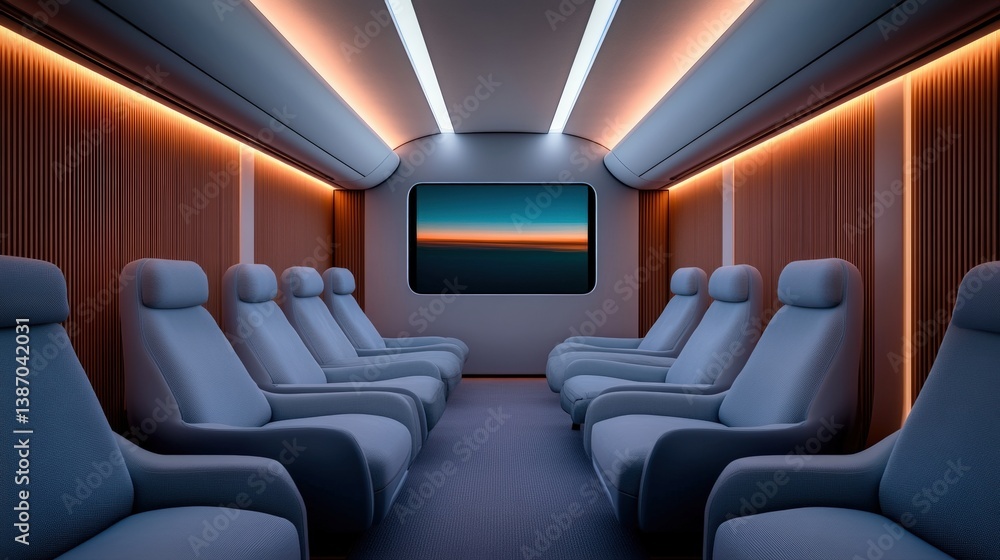 Transformative luxury cabin interior shifting from day seating to ...