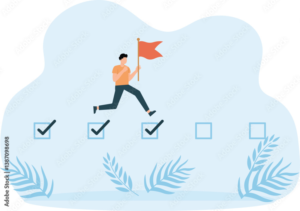 Adobe tracking and goal tracker, task completion progress concept ...