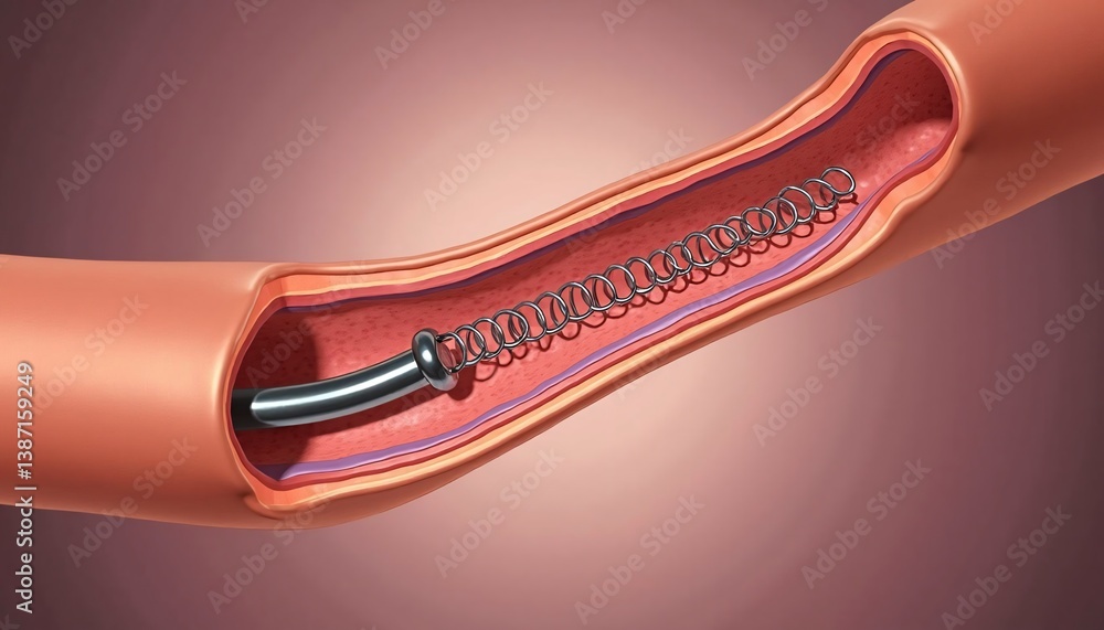 Ultra clear image of an angioplasty procedure with a stent inside an ...