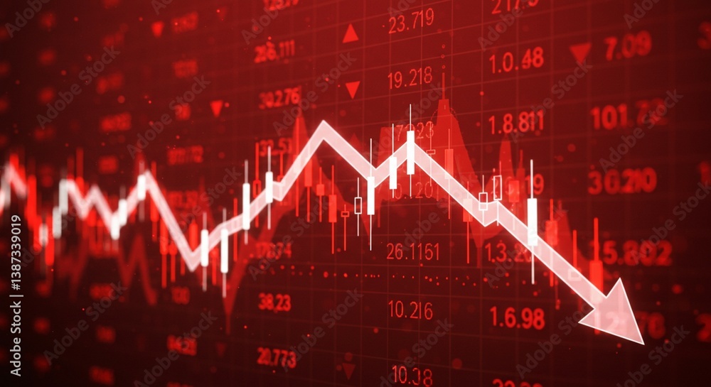 A digital illustration of a stock market crash or cryptocurrency crash ...