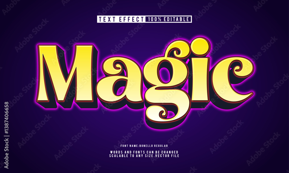 Editable Magic 3D text effect template with a fantasy-inspired font style. Stock Vector | Adobe ...